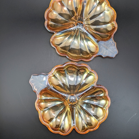 Carnival | Dining | Carnival Glass Marigold 3 Part Clover Shape Dish ...